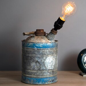 Vintage Oil Can Lamp With Filament Bulb Up-cycled One-of-a-kind Man ...