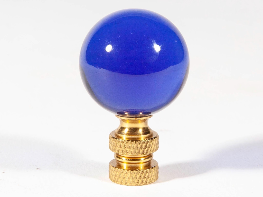 Vintage Blue Glass Lamp Finial - Classic Solid Color Lampshade Topper ...