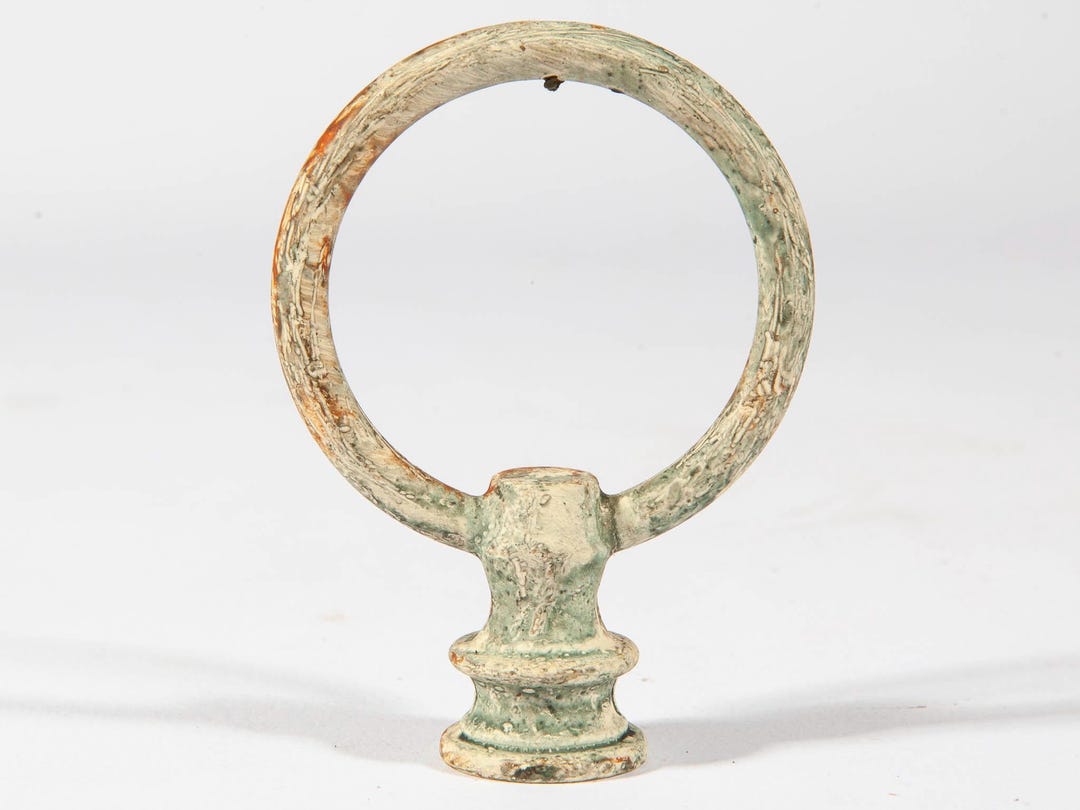 Vintage Ring Finial - Cream Color Metal With Multicolor Rubbed Finish ...