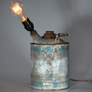 Vintage Oil Can Lamp With Filament Bulb Up-cycled One-of-a-kind Man ...