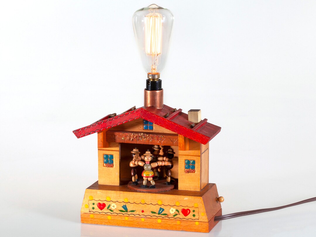Vintage Wood Child's Toy Up-cycled Lamp With New Filament Lightbulb ...
