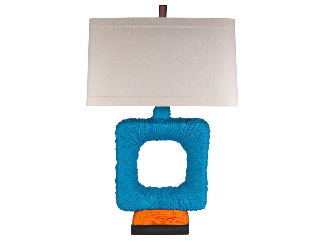 Large Wood Lamp With New Rectangular Fabric Lampshade Unique - Etsy