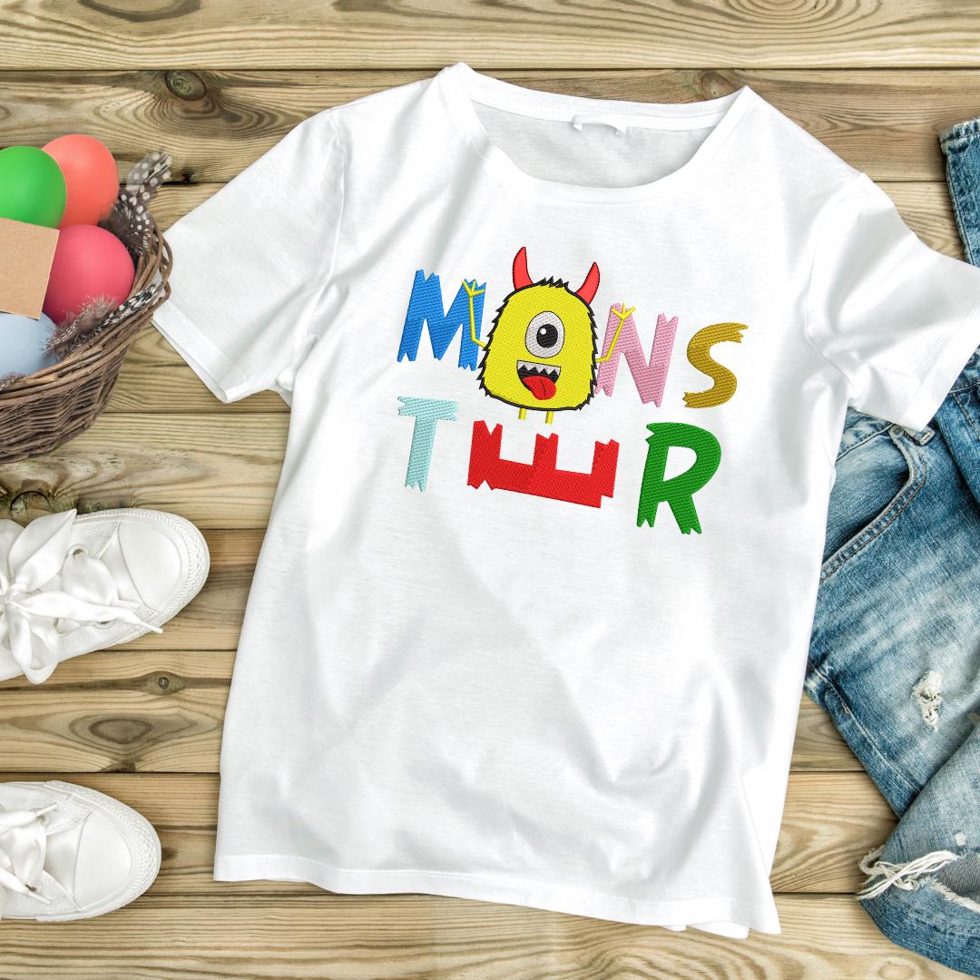 MONSTER Embroidery Design | One-eye Monster Typography | Colorful Kids ...