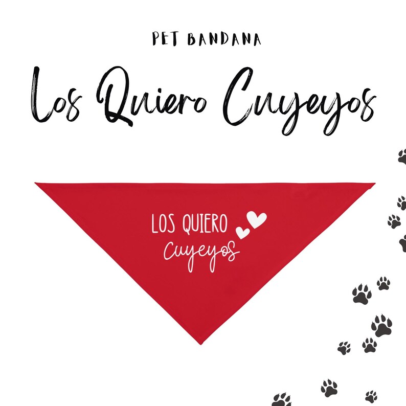 Valentine's Day Los Quiero Cuyeyos Dog Bandana, Spanish Love Pet ...