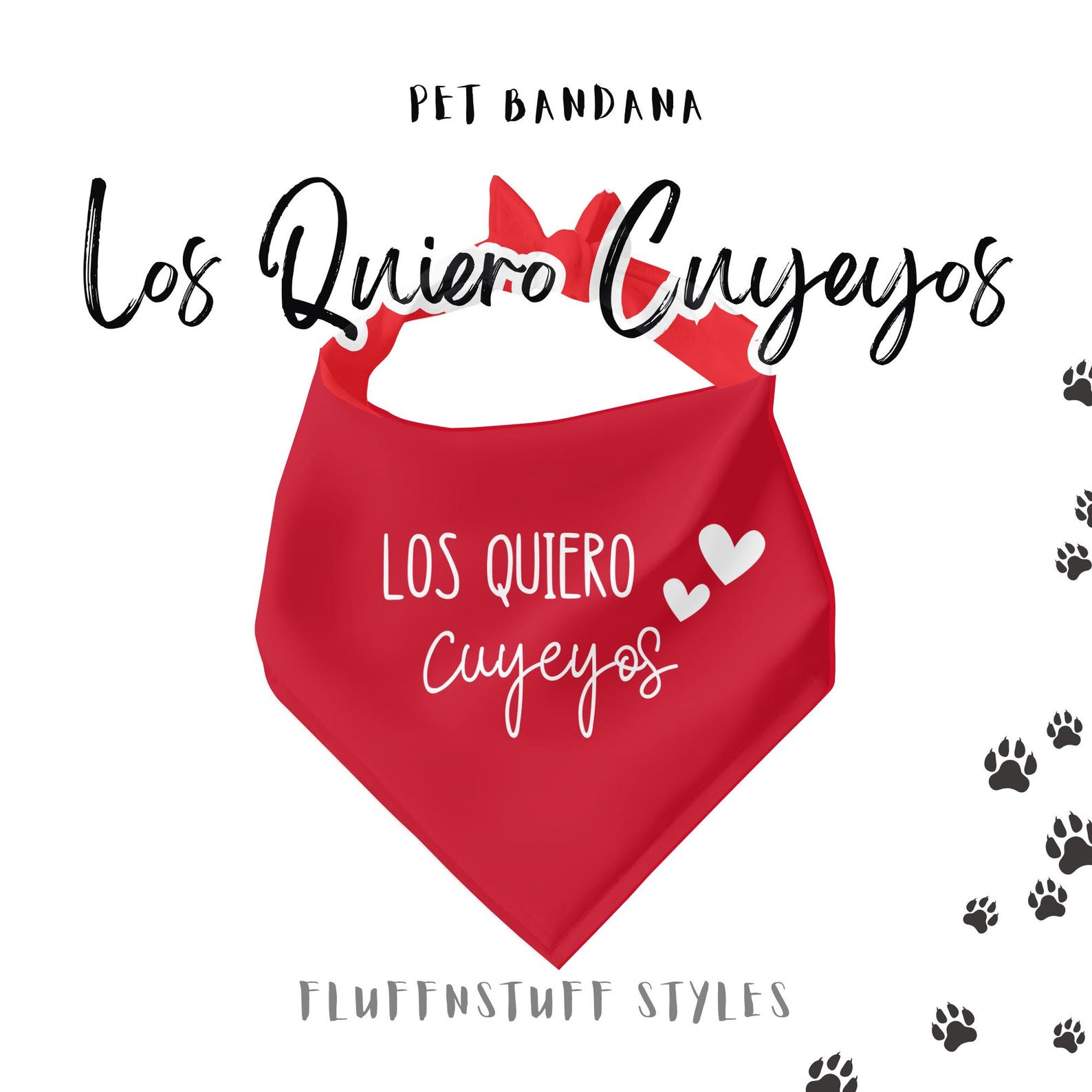 Valentine's Day Los Quiero Cuyeyos Dog Bandana, Spanish Love Pet ...
