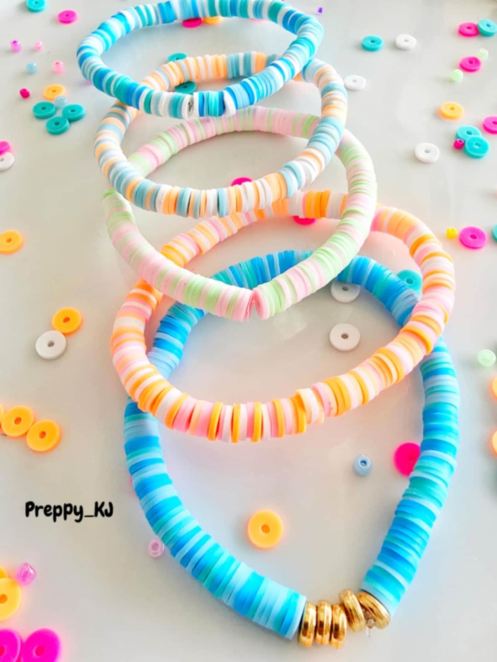 Summertime Spring Preppy Handmade Clay Bead Bracelet - Etsy