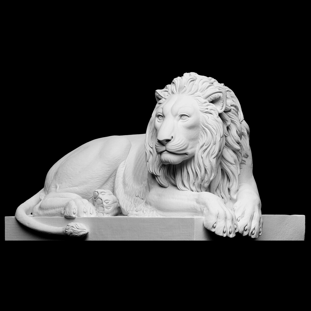 Recumbent Lion Natural Marble Stone Statue - Etsy