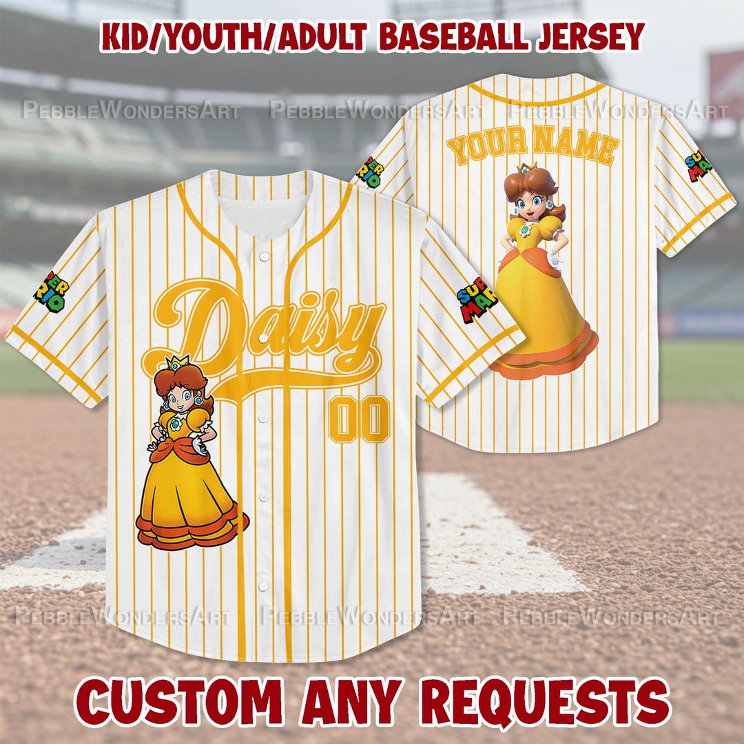 Personalized Mario Daisy Baseball Jersey, Super Mario Daisy Princess ...