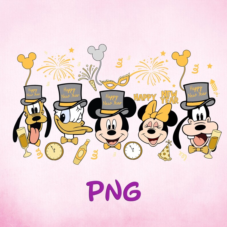 Hello Happy New Year 2025 Png, Mickey Mouse and Friends New Year Shirt ...