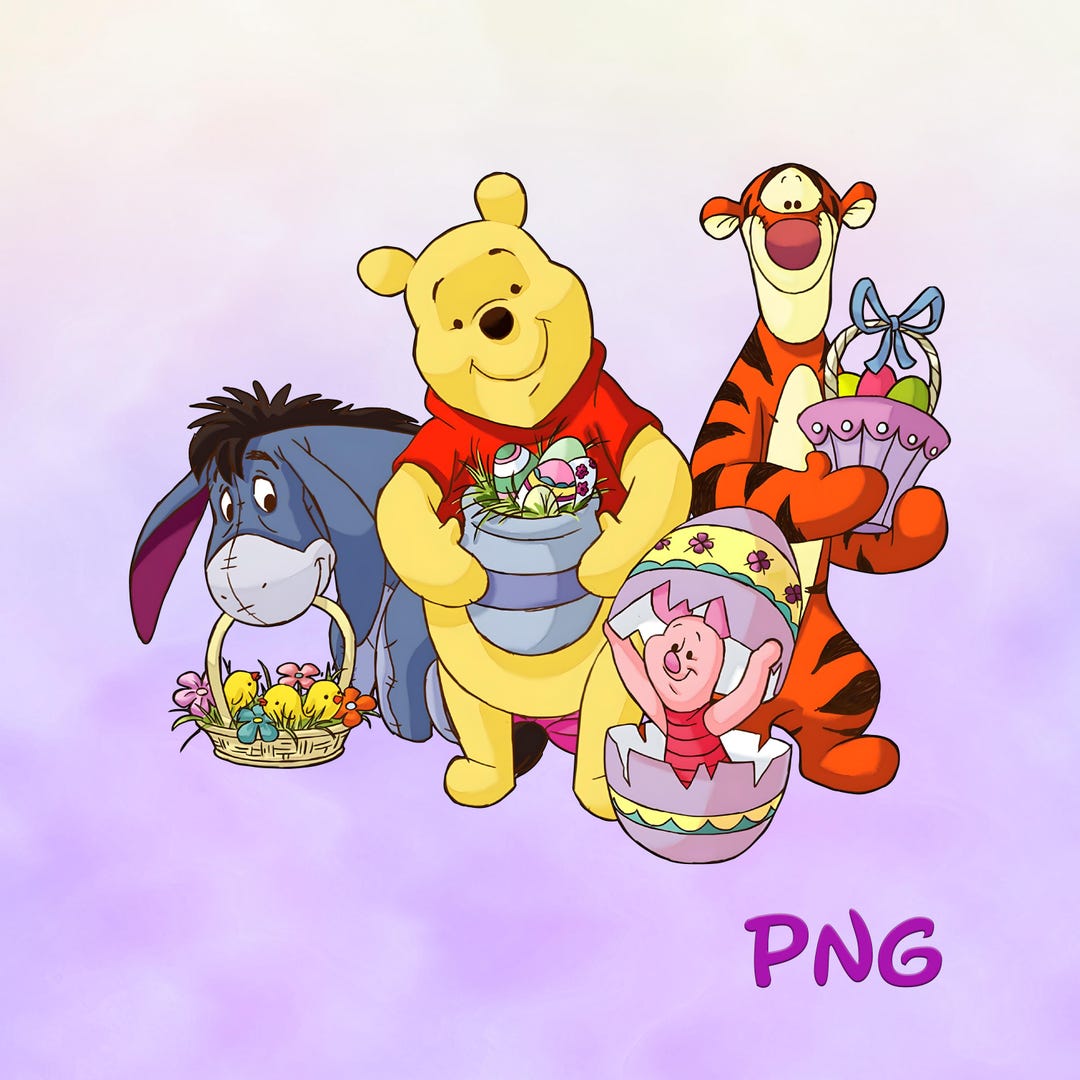 Winnie the Pooh Easter Png, Tigger Eeyore Piglet Easter Png, Easter Egg ...