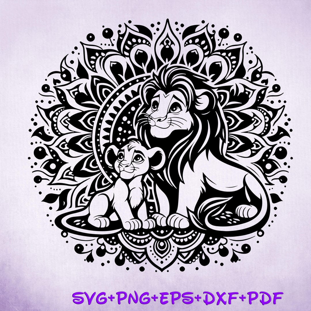 Simba and Mufasa Mandala SVG, Enchanted Svg, Silhouette Cut Files ...