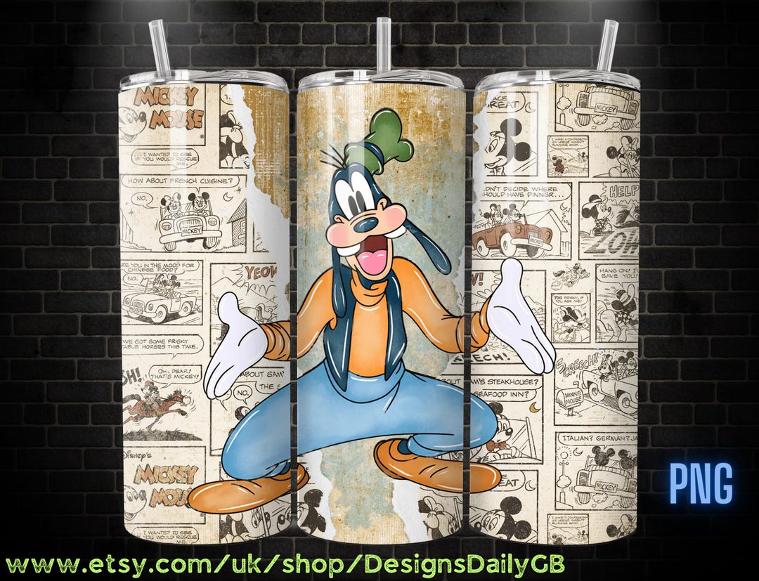 Retro Goofy 20 Oz Skinny Tumbler, Mickey Mouse Sublimation Design ...