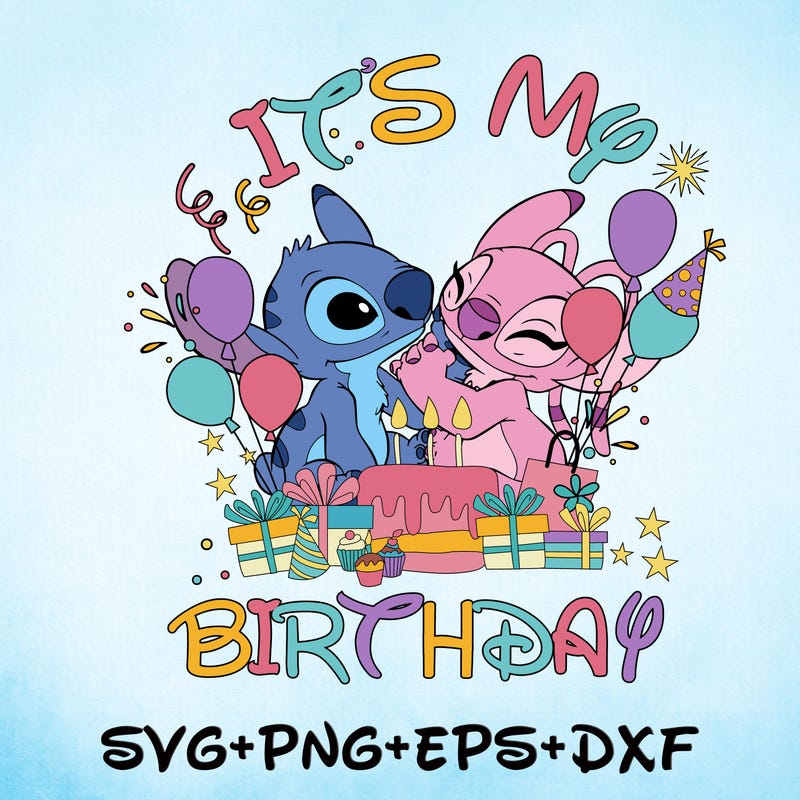 Stitch Happy Birthday Clipart - Etsy