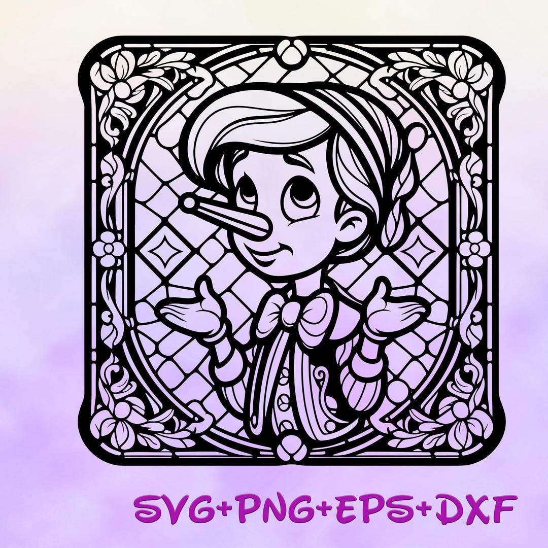 Pinocchio Stained Glass SVG, Enchanted Svg, Mandala Svg, Silhouette Cut ...