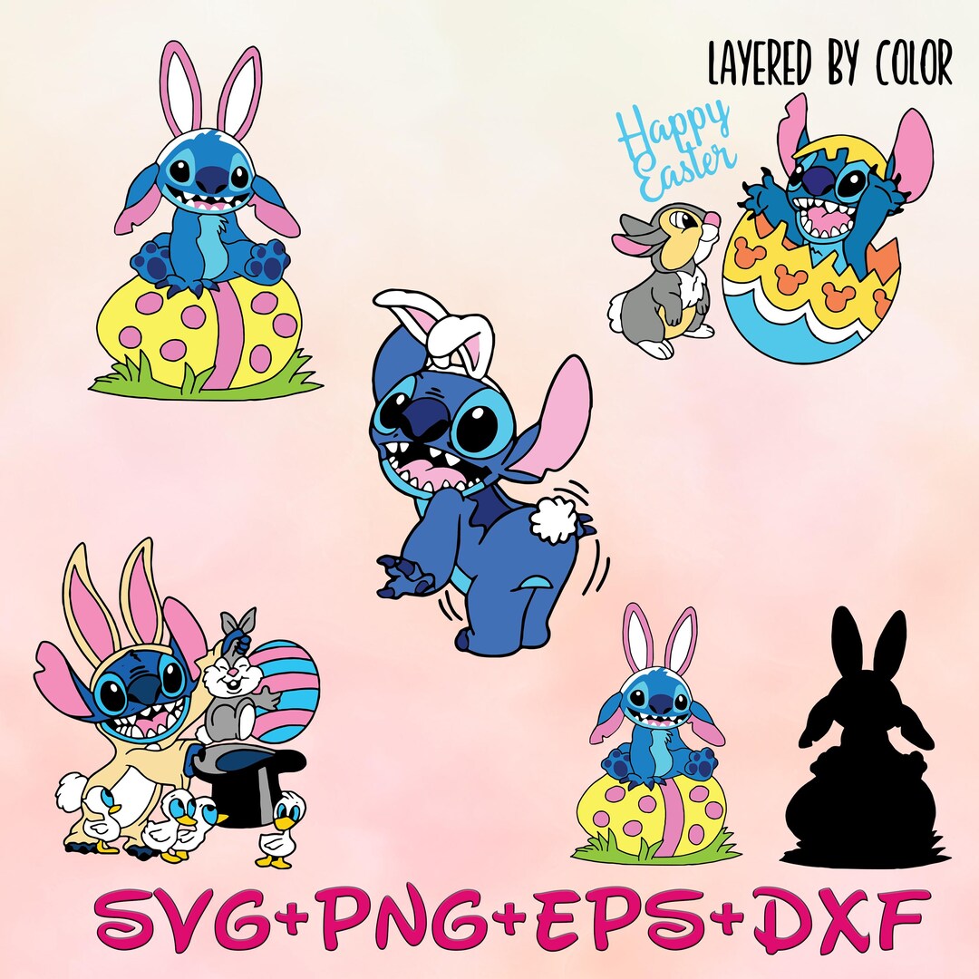 Stitch Easter Clipart Svg Png Bundle, Easter Day Character Svg Png ...