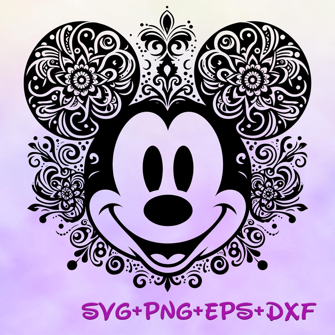 Retro Mickey Mandala Face Head SVG, Enchanted Svg, Mandala Svg ...