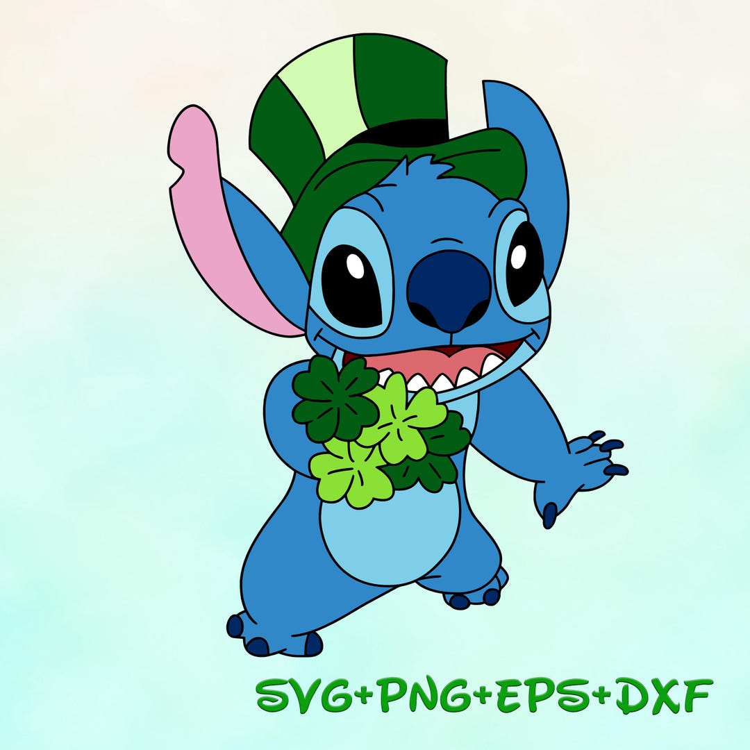 Stitch St Patrick's Day Clover Svg, St Patricks Day Svg, Lucky Vibes ...
