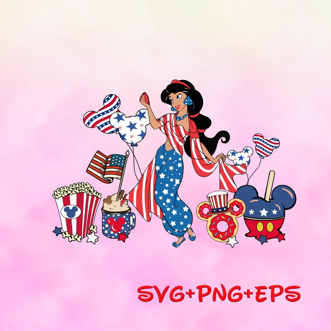 Princess Jasmine 4th of July Svg Png, Happy 4th of July, Independence ...