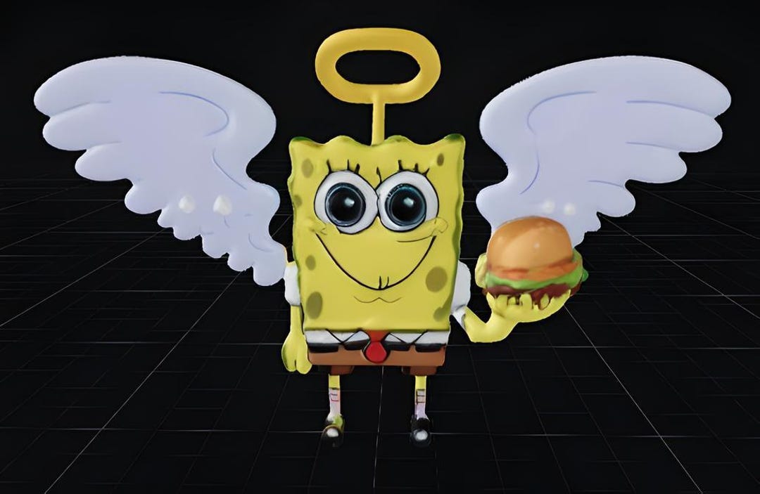 Spongebob as an Angel Holding a Krabby Patty - Etsy