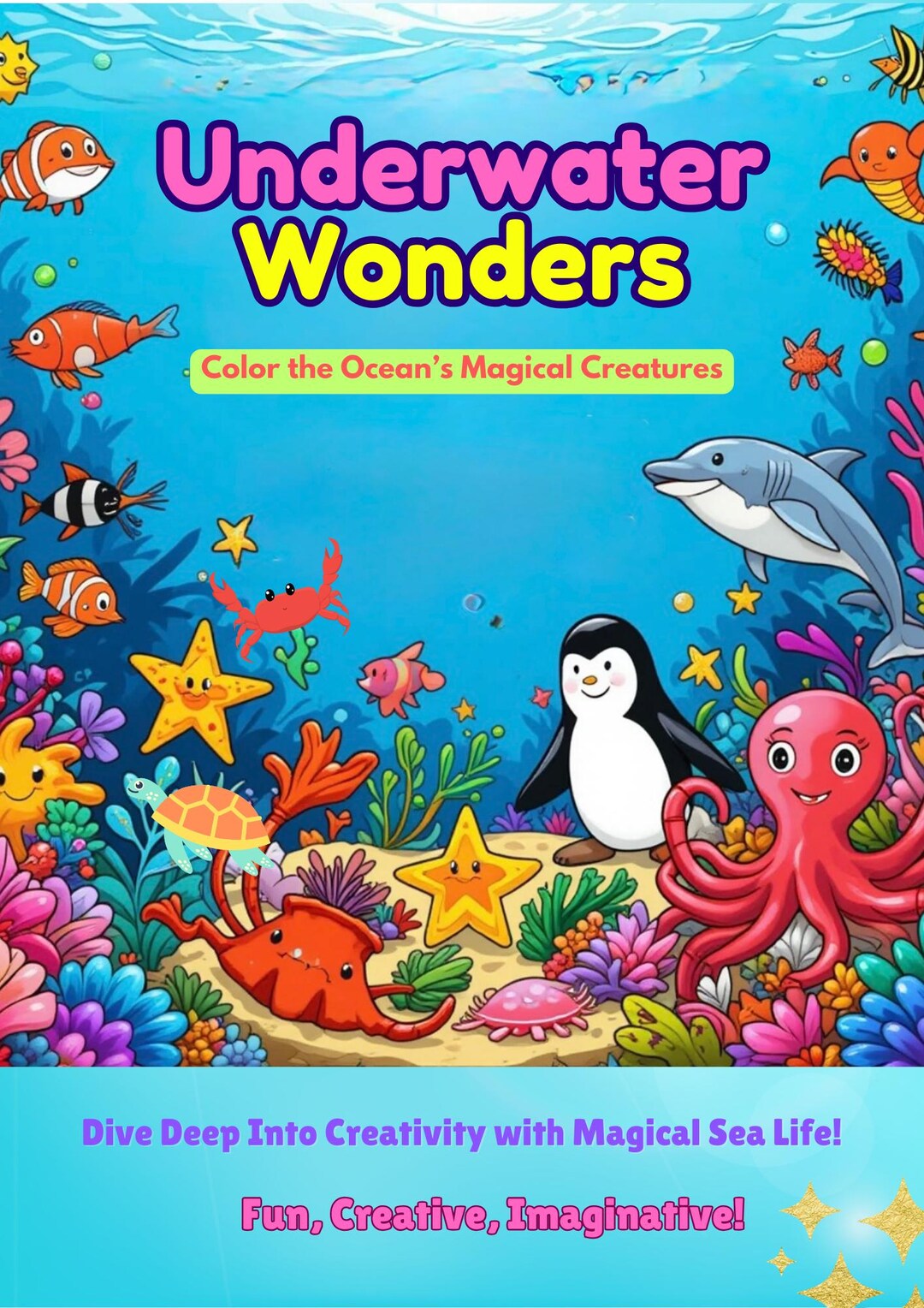 Underwater Wonders Coloring Book: Magical Ocean Creatures for Kids - Etsy