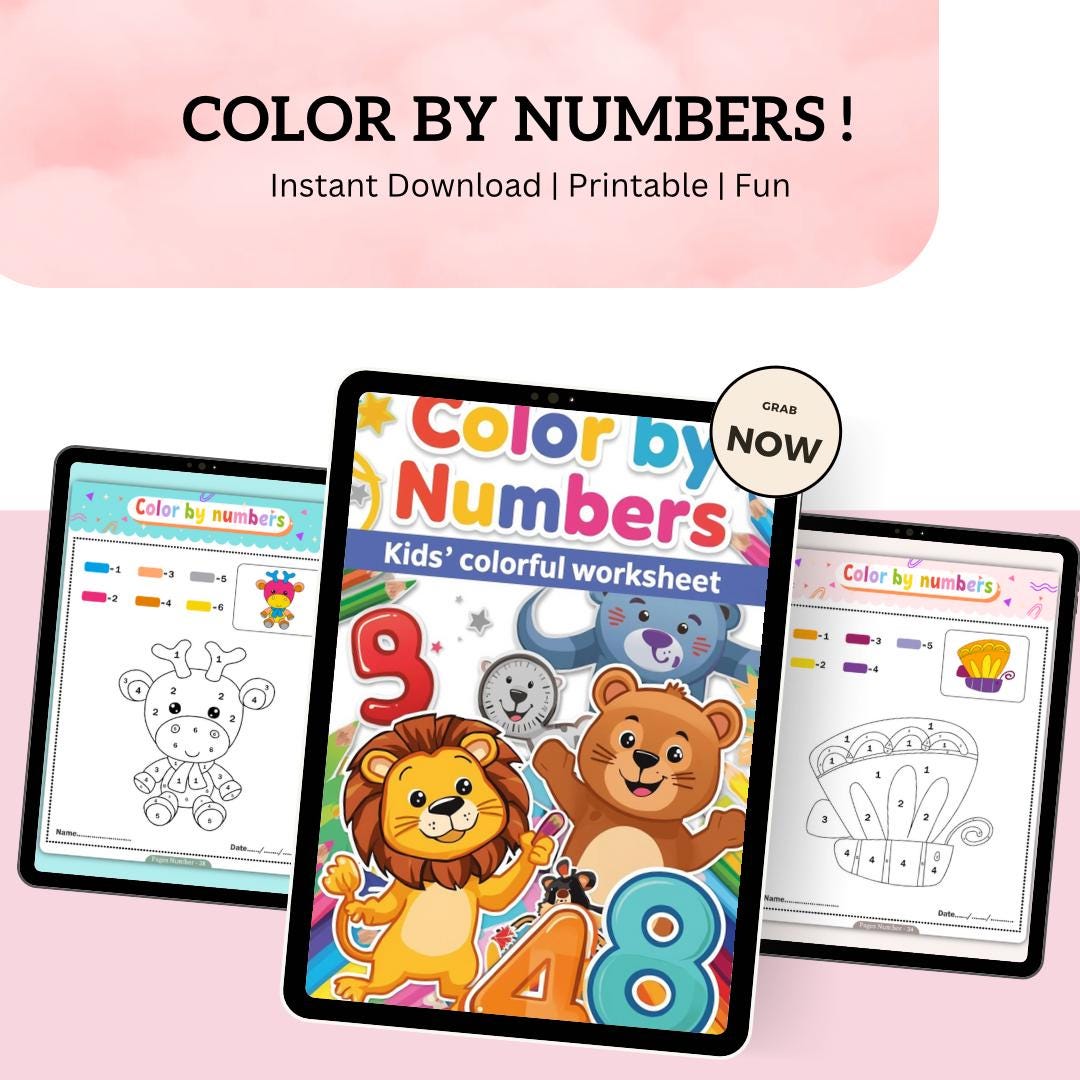 Color by Numbers Worksheet: Fun Learning Activity for Kids (PDF) - Etsy