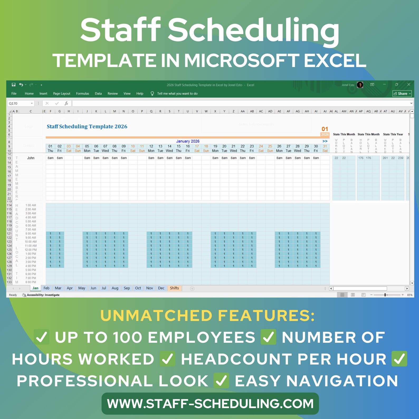 Staff Scheduling - Employee Shift Schedule Excel Template | Time ...