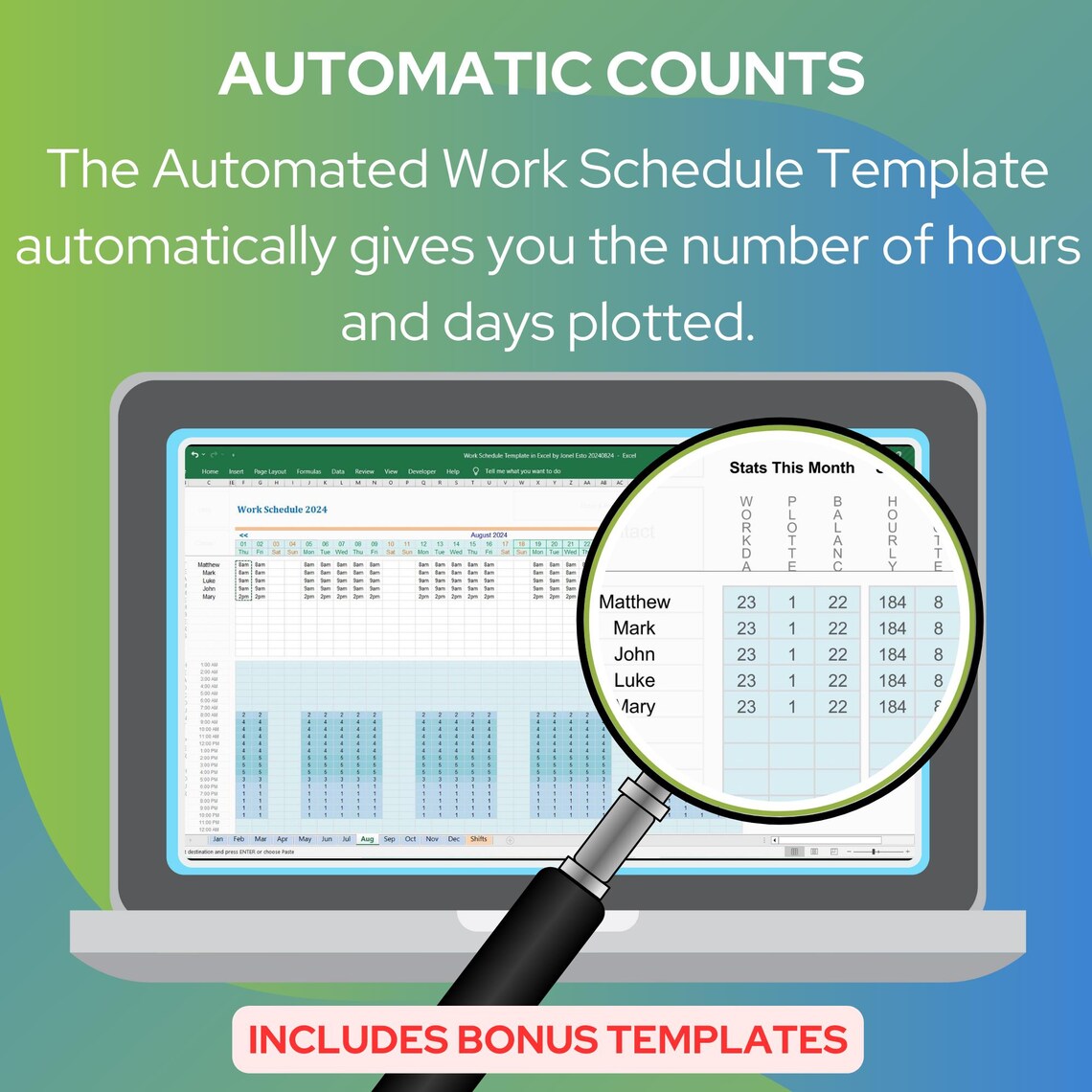 2025 Employee Shift Schedule Excel Template With Hourly Staff & Time ...