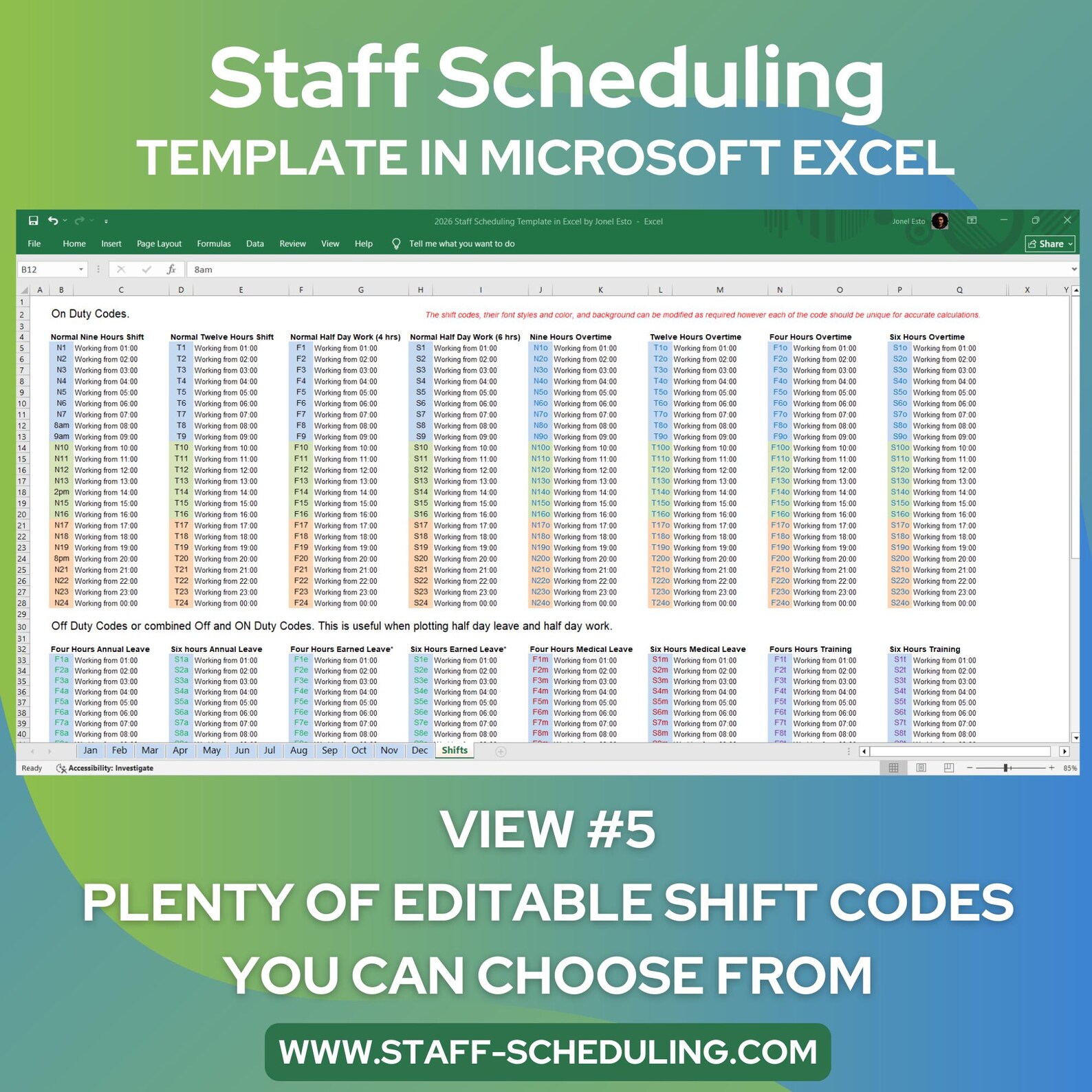 Staff Scheduling - Employee Shift Schedule Excel Template | Time ...