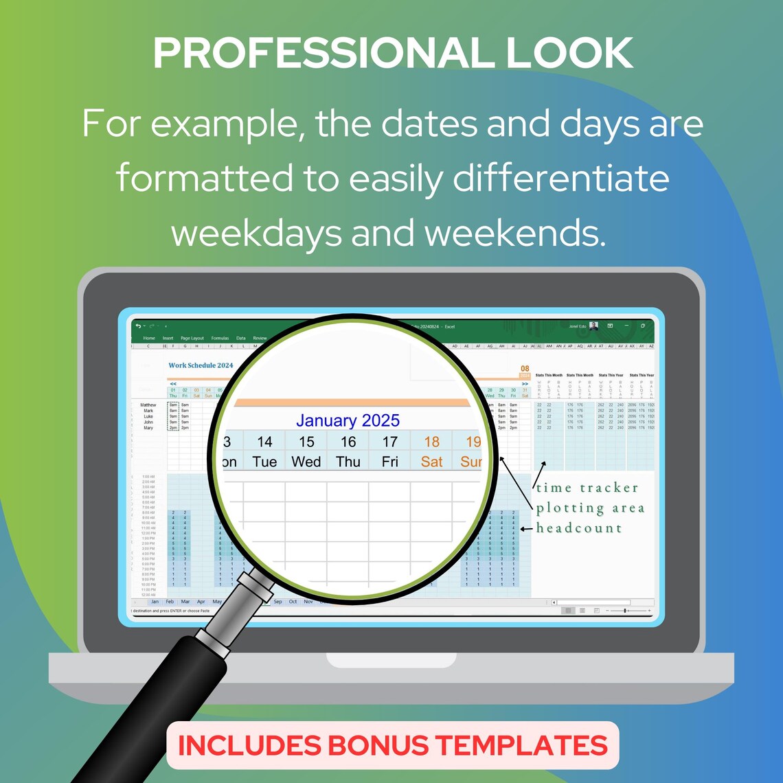 2025 Employee Shift Schedule Excel Template With Hourly Staff & Time ...