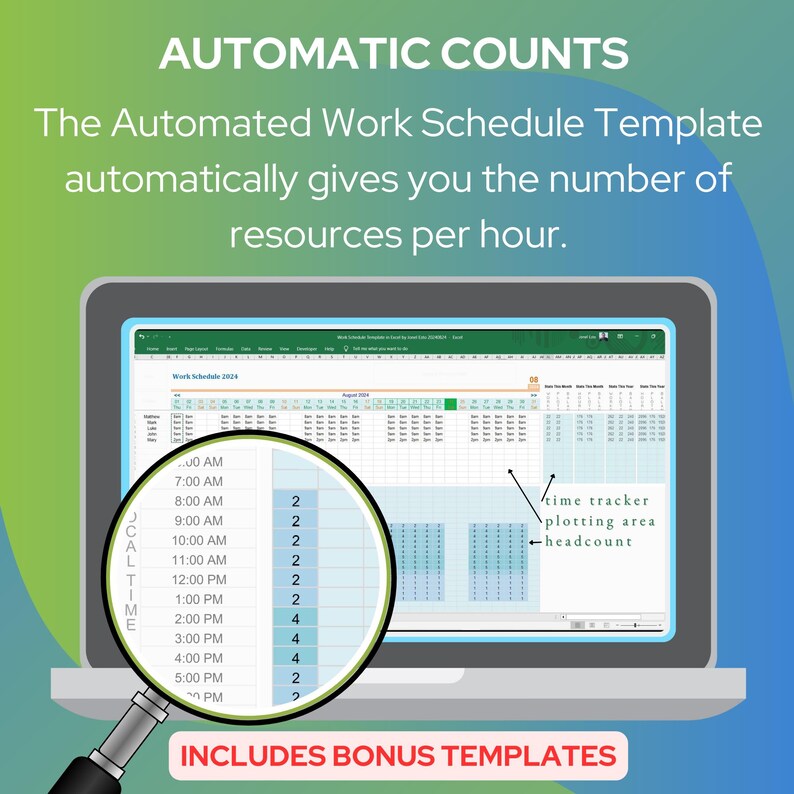2025 Employee Shift Schedule Excel Template With Hourly Staff & Time ...