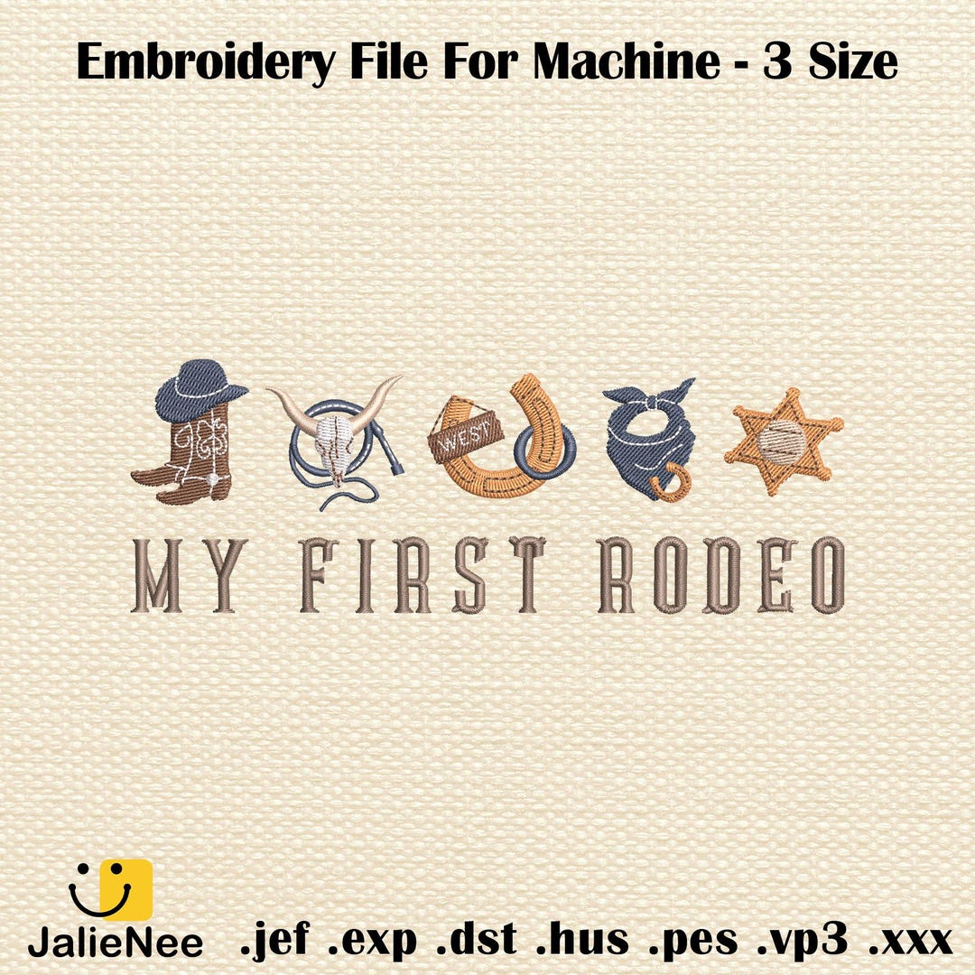 Baby Rodeo Embroidery Design, My First Rodeo Outfit Design for Boys and ...