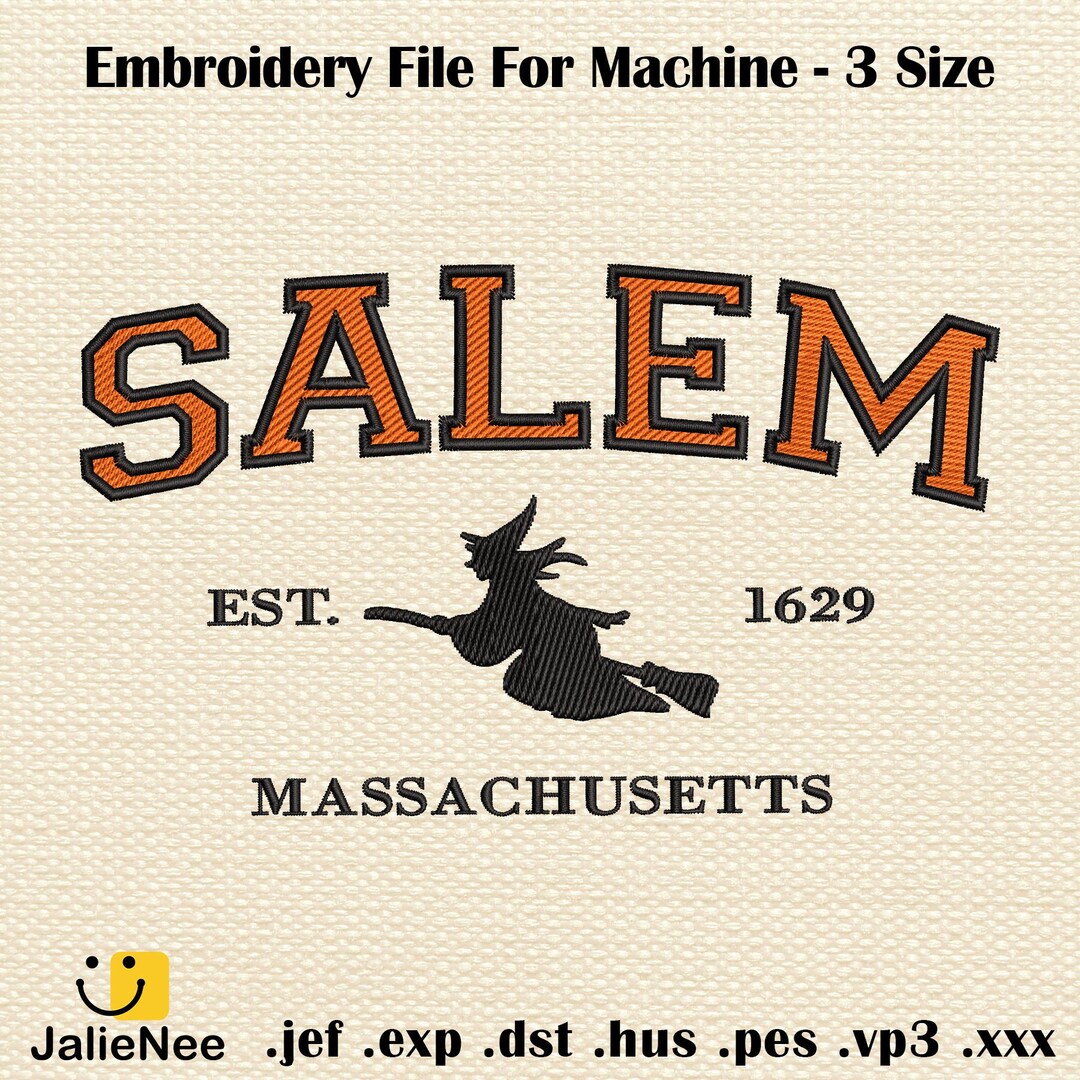 Spooky Salem Embroidery Design, Halloween Witch-inspired Stitch File ...