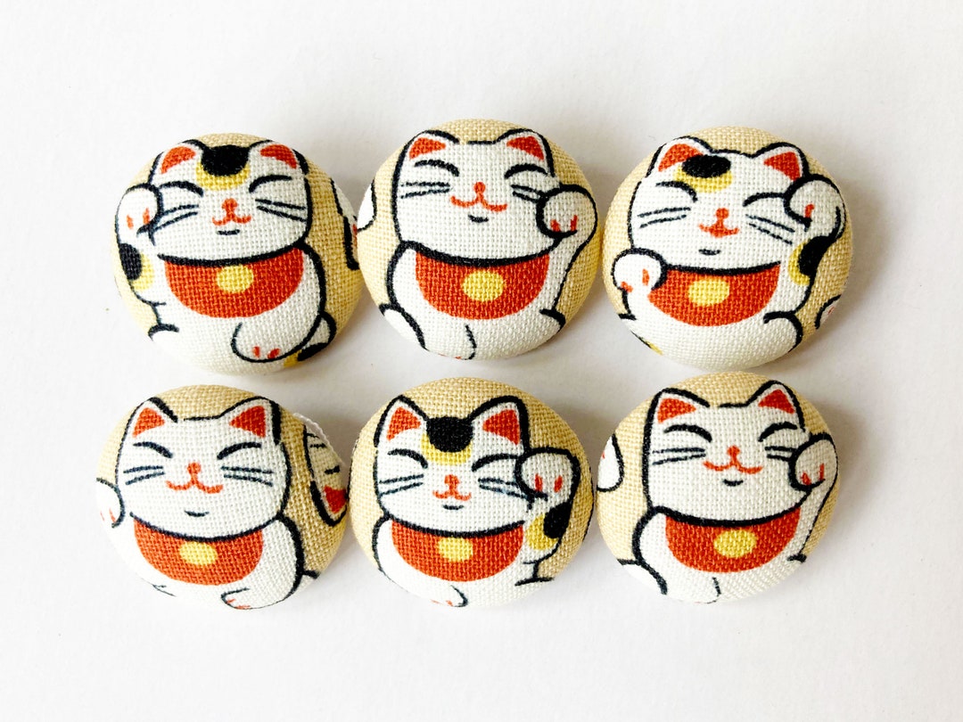 Cat Buttons Sewing Buttons / Fabric Buttons 6 Large Fabric Buttons Set ...