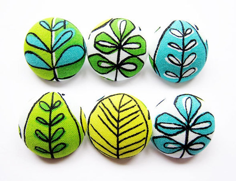 Sewing Buttons / Fabric Buttons Leaves 6 Large Fabric - Etsy