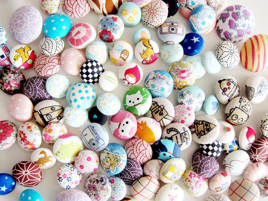 Sewing Buttons / Fabric Buttons Leaves 6 Large Fabric - Etsy