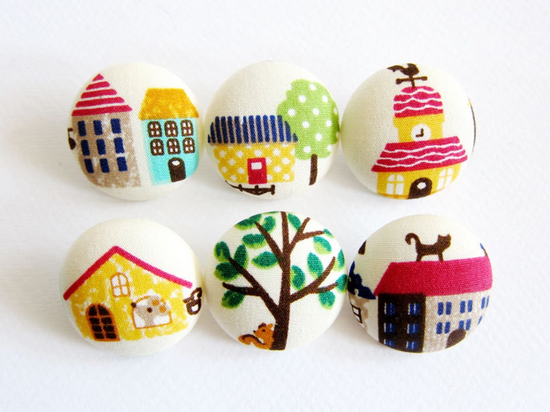 Sewing Buttons / Fabric Buttons 6 Large Fabric Buttons Set Animal ...