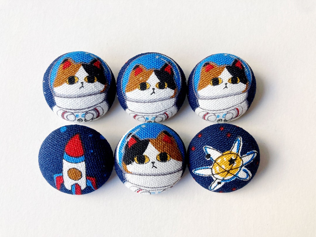 Astronaut Cat Sewing Buttons / Fabric Buttons for Crochet and Knitting ...