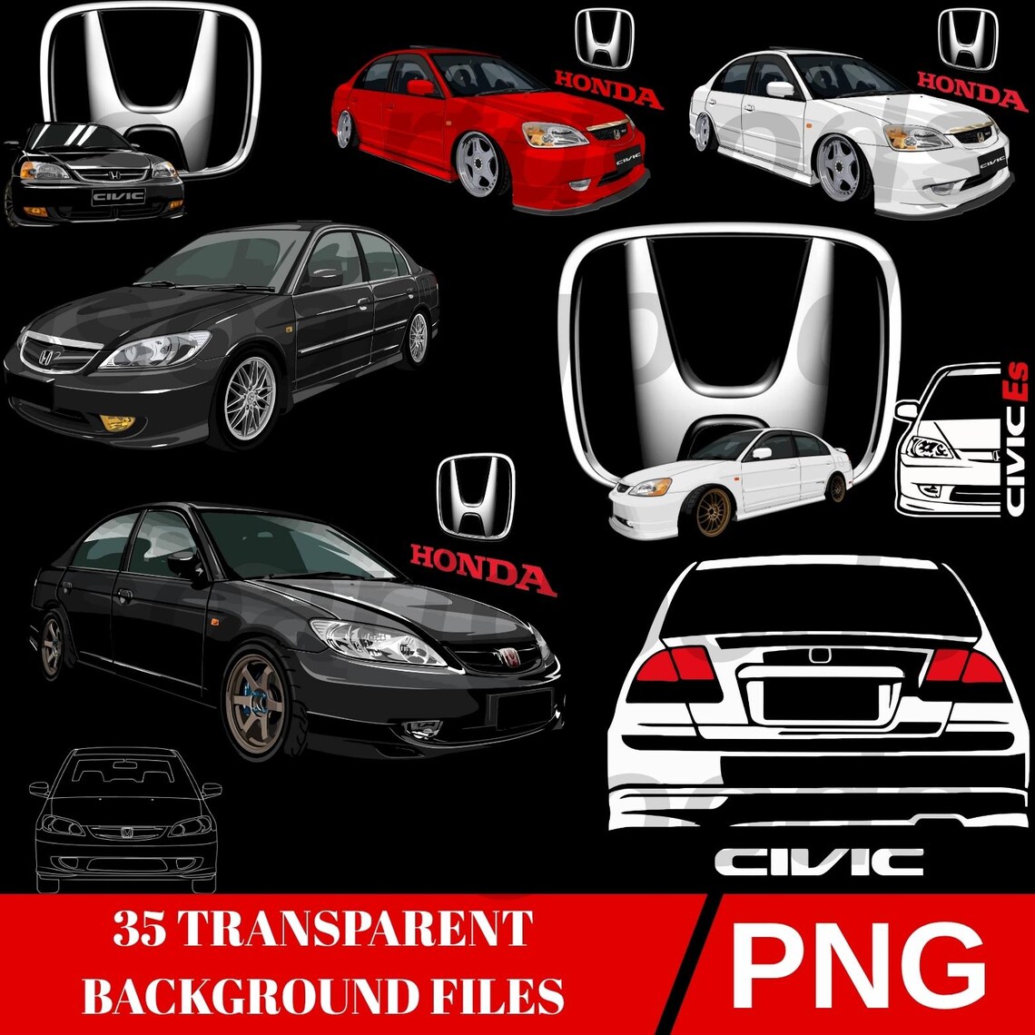 Honda Civic ES PNG Files: Sublimation & Design Graphics (digital ...