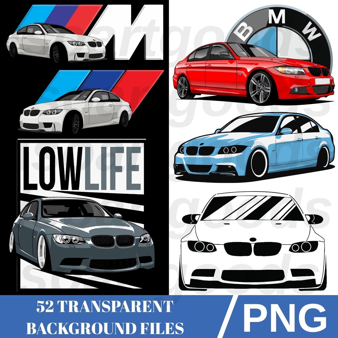 BMW E90-92, F30, G20 PNG Car Models: Transparent Backgrounds (digital ...