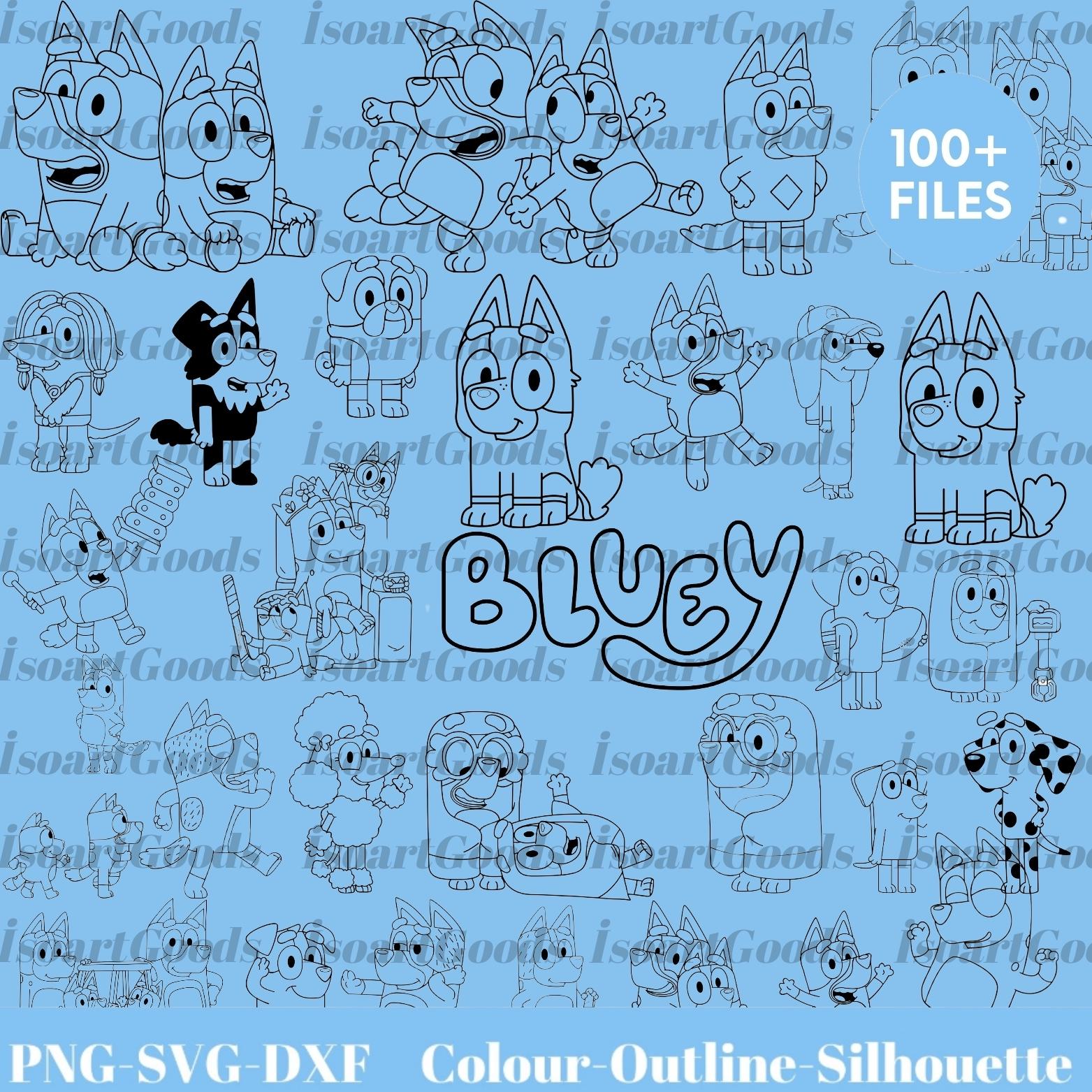 Blue Dog-themed Fun PNG Set 100 Sublimation-ready Transparent ...