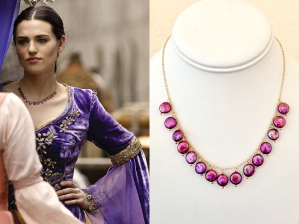 Morgana Pendragon Merlin Gold Genuine Cultured Coin Pearls Purple ...