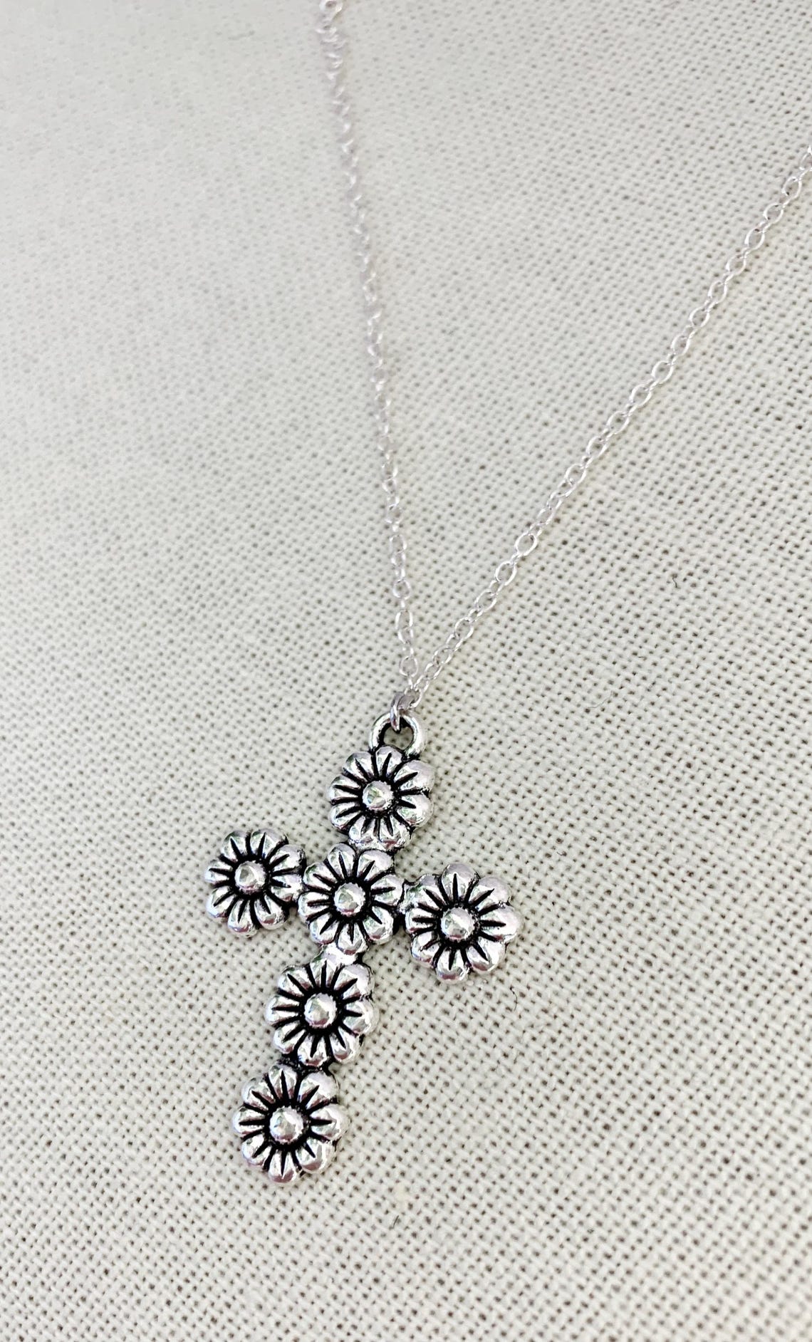 Lady Morgana Pendragon Merlin Antiqued Silver Flower Floral Cross ...