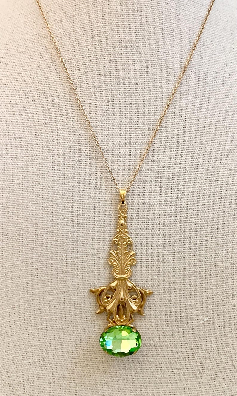 Rose Dewitt Bukater Peridot Green Crystal Filigree Gold Titanic ...