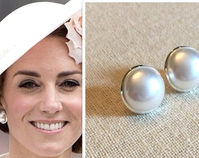 Kate Middleton Natural Pearl and Diamond Earrings - Etsy