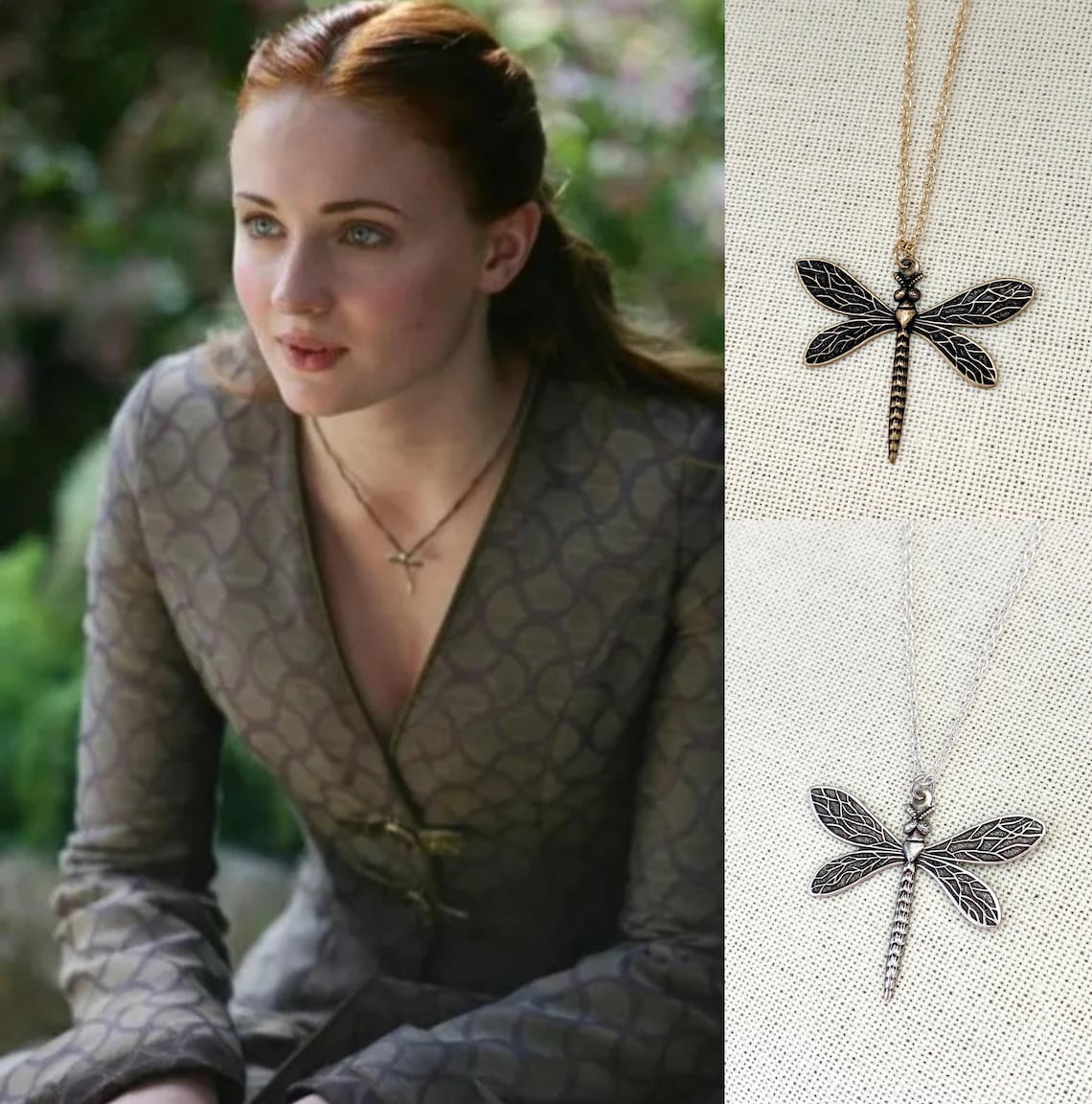 Sansa Stark Margaery Tyrell Antique Gold Dragonfly Necklace - Etsy