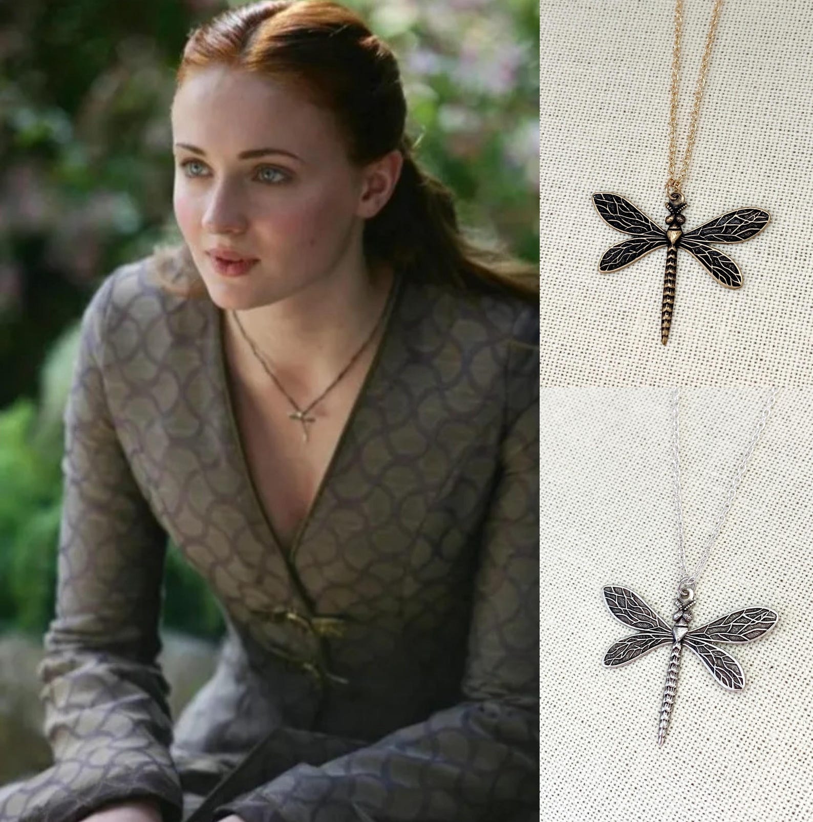 Sansa Stark Margaery Tyrell Antique Gold Dragonfly Necklace - Etsy