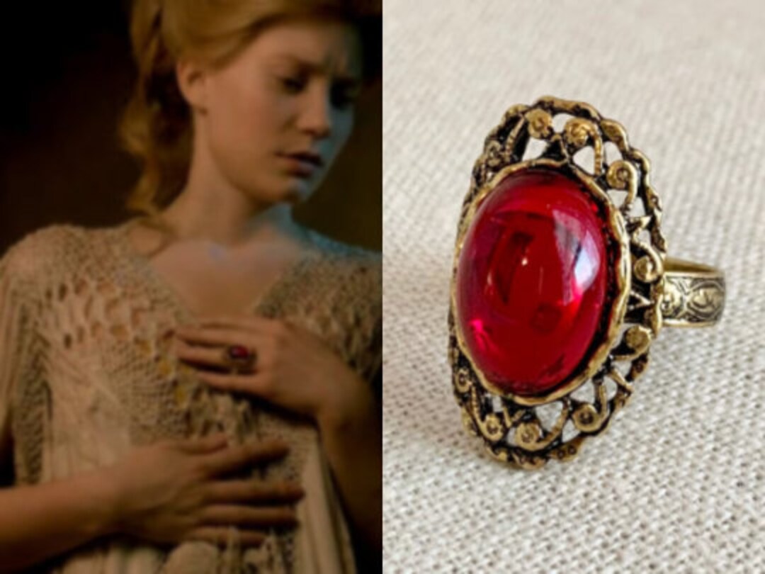 Edith Cushing Crimson Peak Ruby Red Gold Filigree Ring Victorian Gothic ...