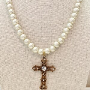 FINAL QUANTITY Queen Elizabeth Tudors Gold Cross Crystal Cream Pearl ...