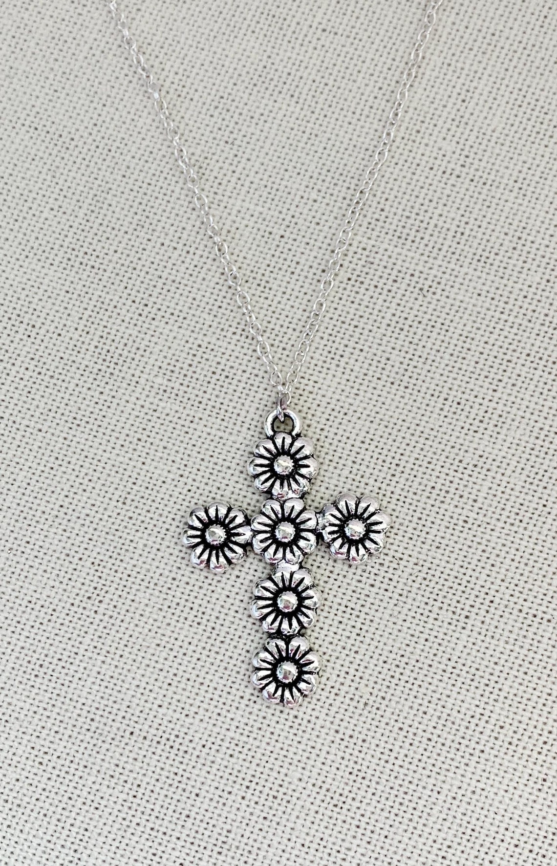 Lady Morgana Pendragon Merlin Antiqued Silver Flower Floral Cross ...