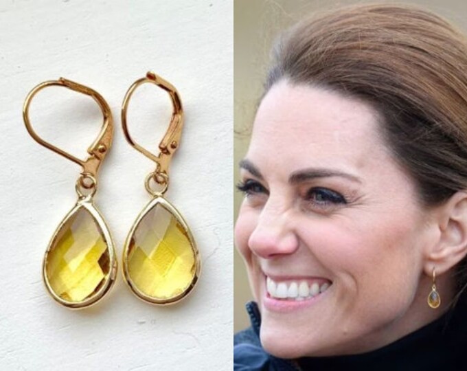 Kate Middleton Citrine Topaz Yellow Faceted Crystal Gemstone Gold ...